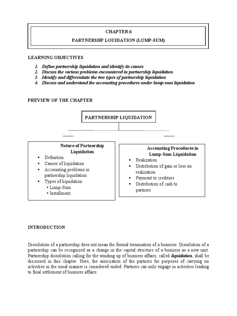 Partnership Lump-Sum Liquidation Guide | PDF | Partnership | Liquidation