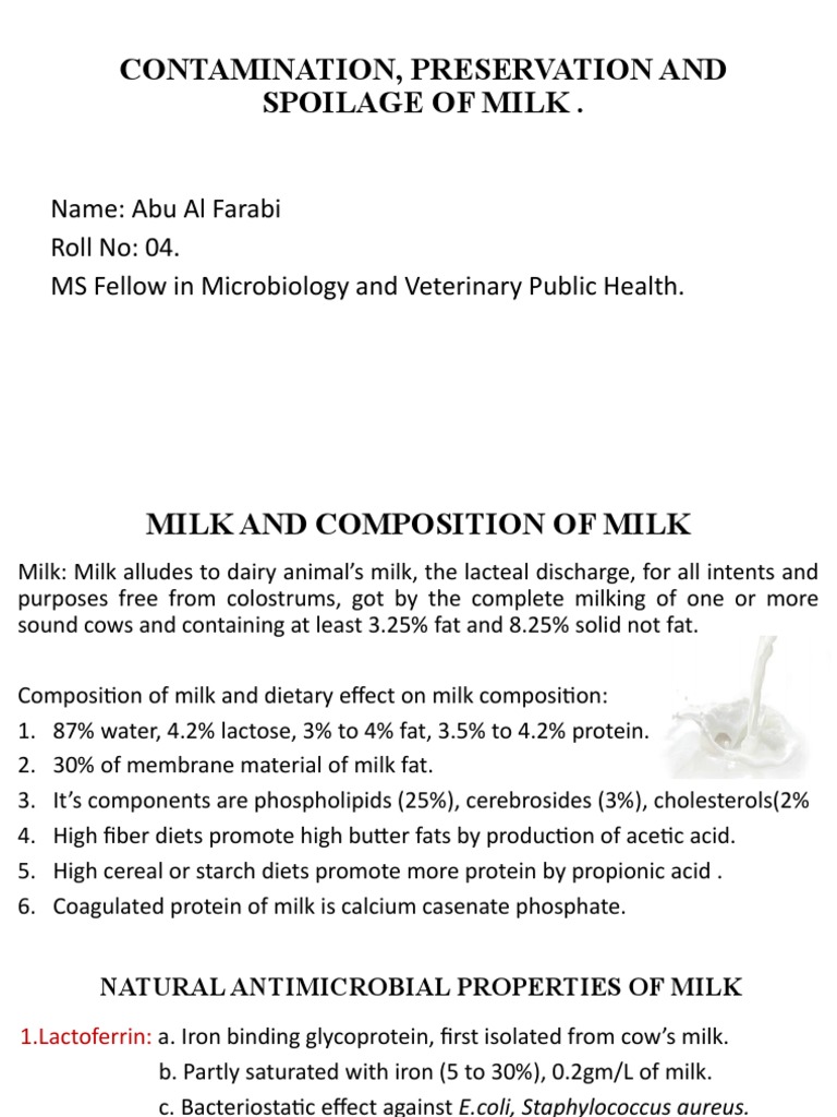 Milk Contamination and Preservation Methods | PDF | Milk | Bacteria
