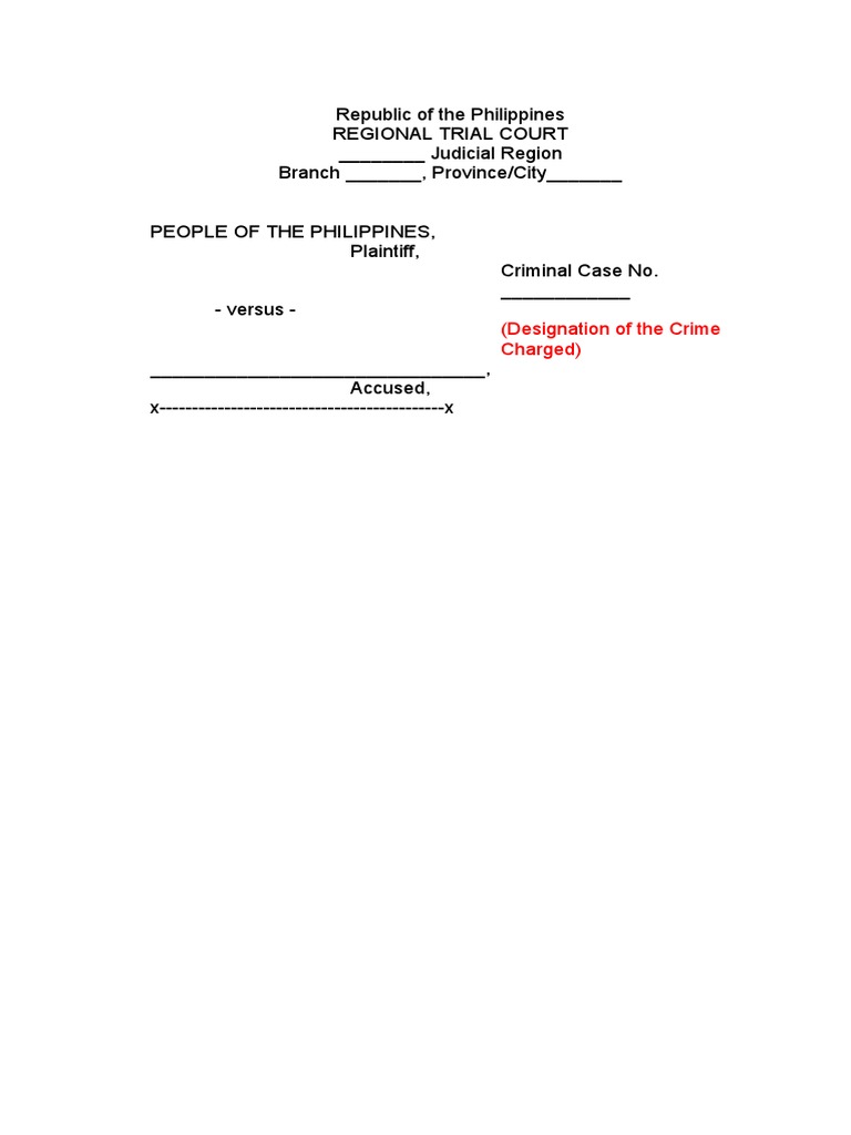 Regional Trial Court - Caption | PDF