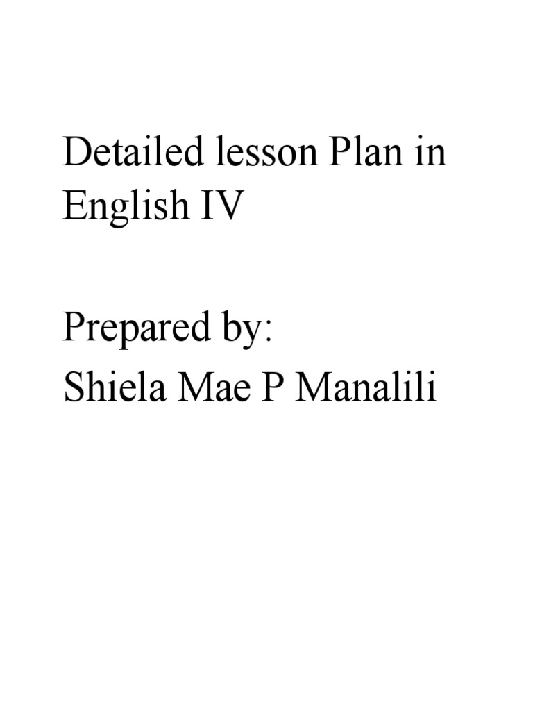 Detailed Lesson Plan in English IV | PDF