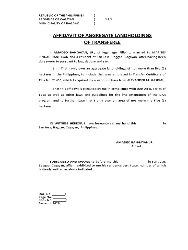 Affi of Aggregate Landholdings | PDF