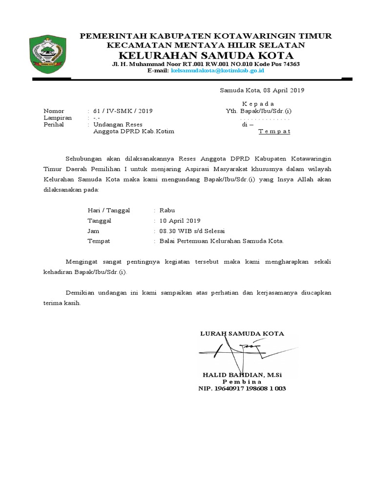 Undangan Reses DPRD | PDF