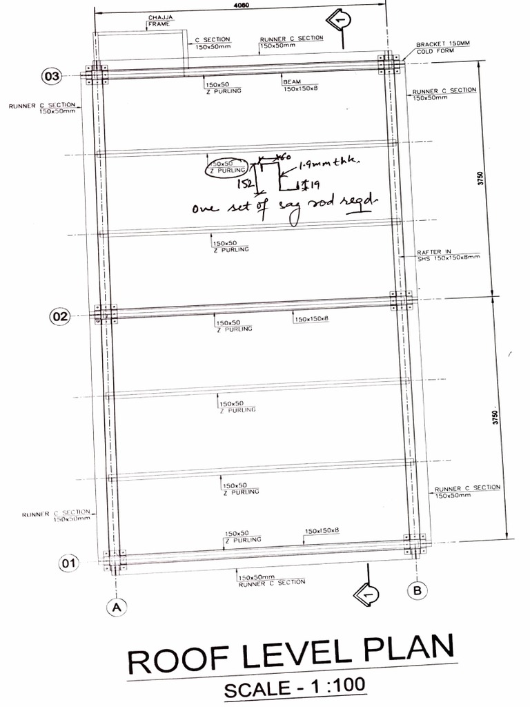Roof Level Plan: Etf Red NSGD | PDF | Structural Engineering | Building