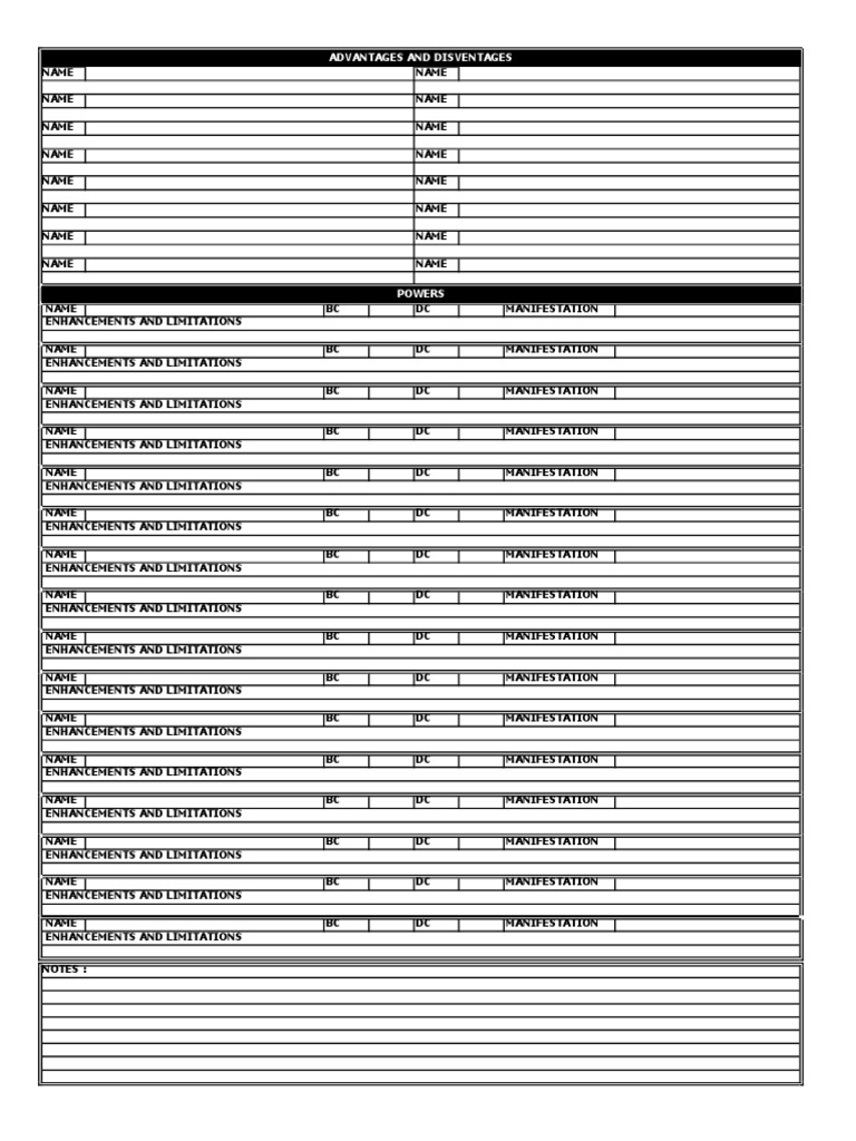 DC Universe RPG Character Sheet Trasera | PDF