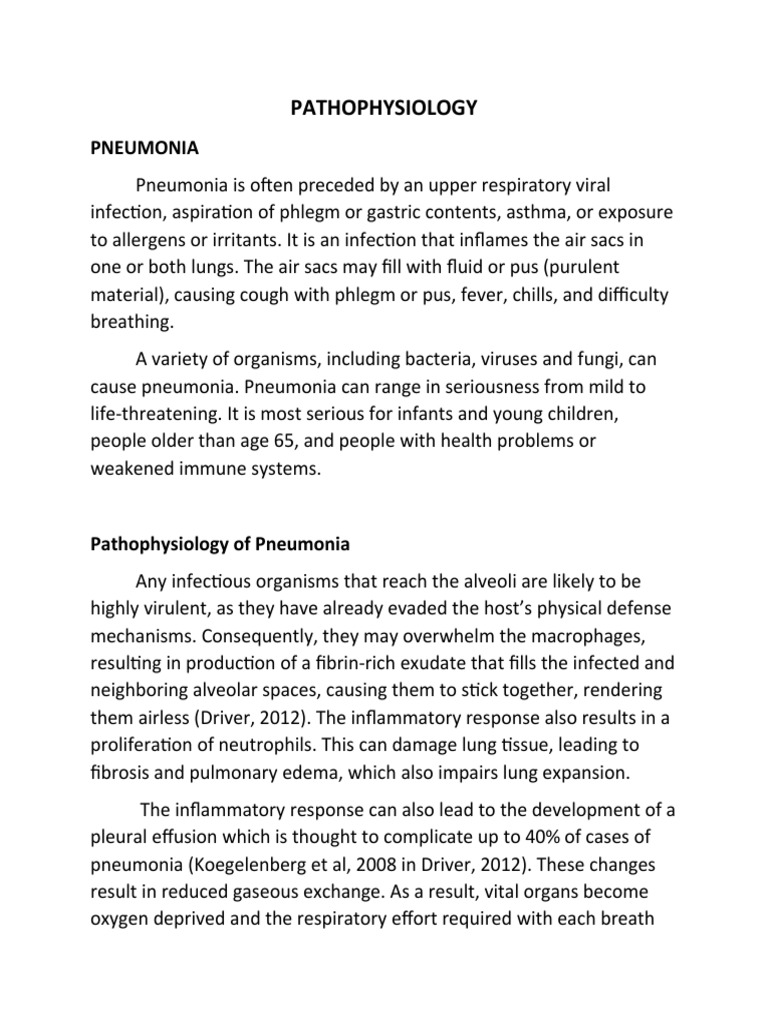 Pathophysiology: Pneumonia | PDF | Tuberculosis | Pneumonia