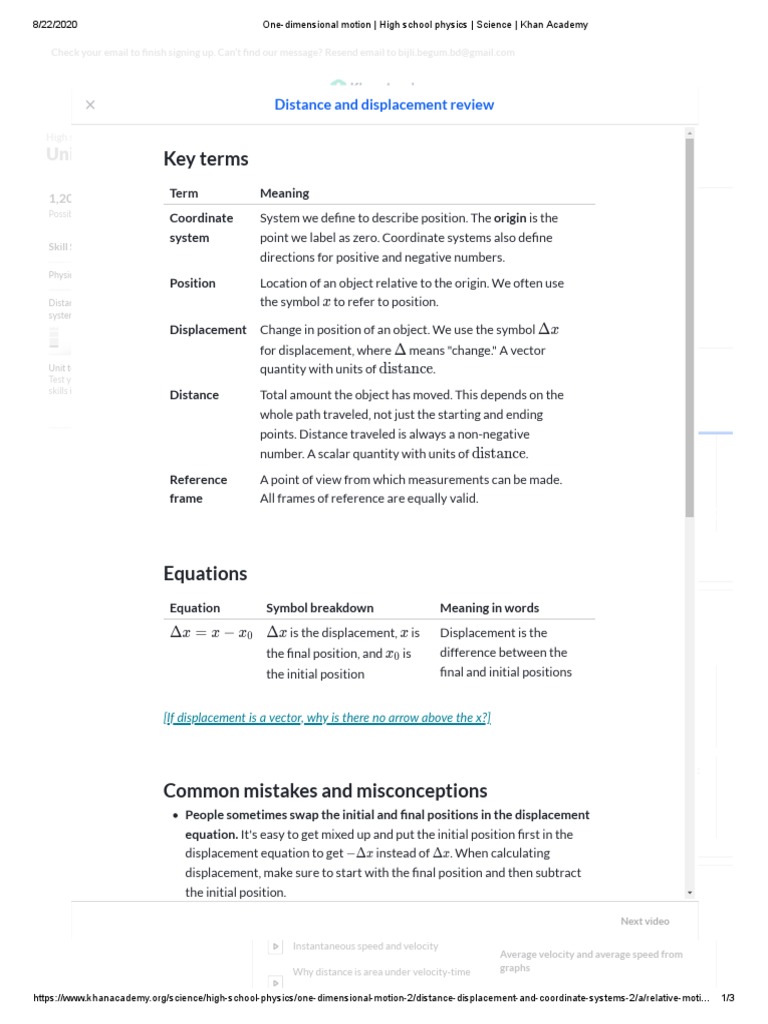 One-Dimensional Motion - High School Physics - Science - Khan Academy ...