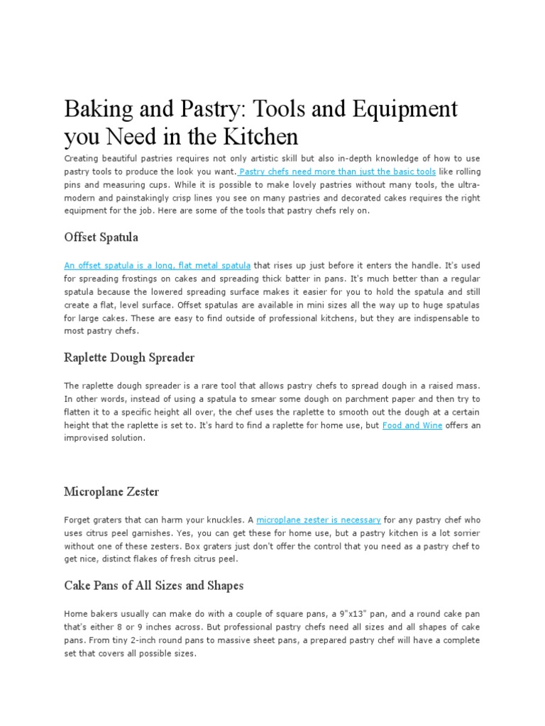 Baking and Pastry: Tools and Equipment You Need in The Kitchen ...