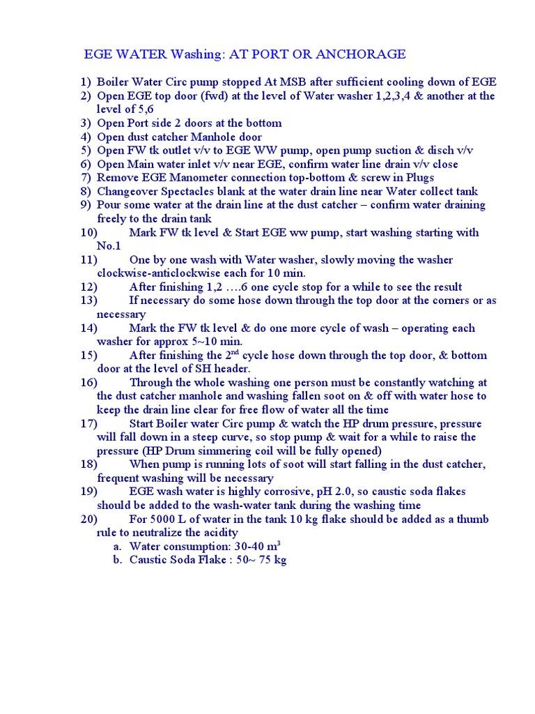 Ege Water Washing: at Port or Anchorage | PDF