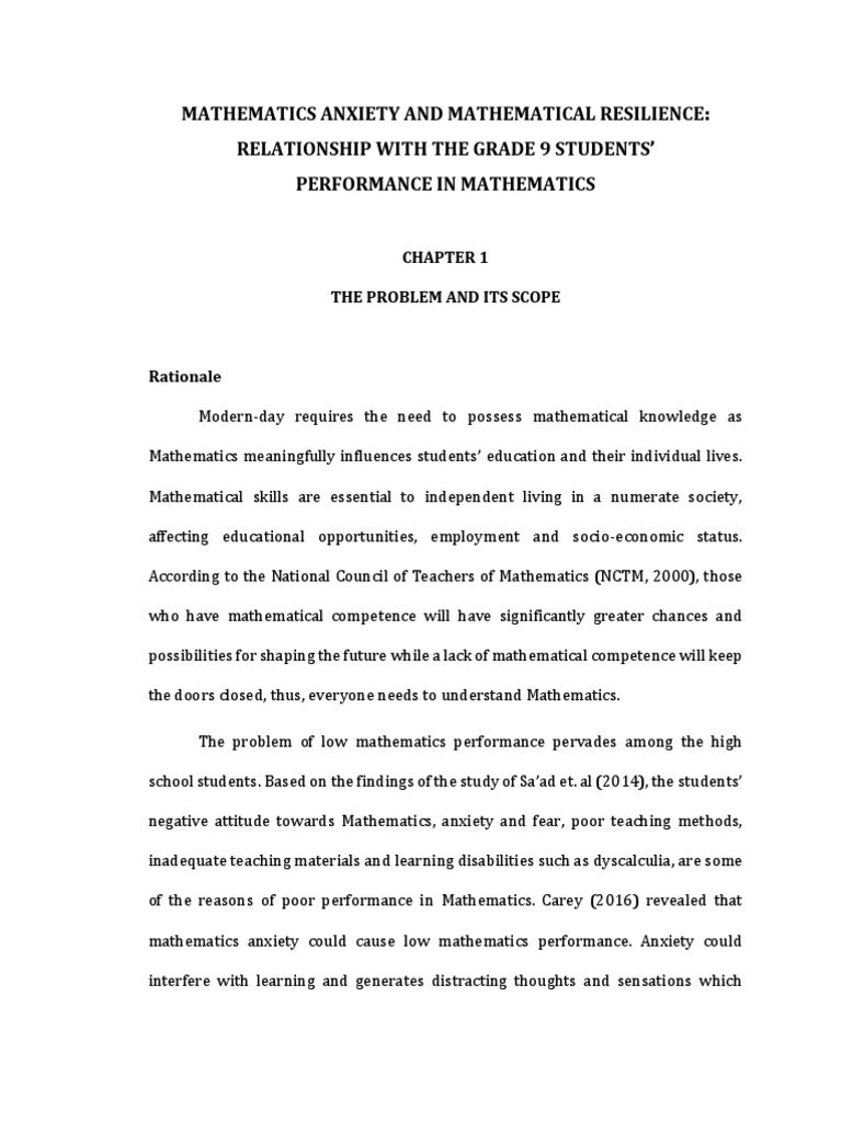 The Relationship Between Mathematics Anxiety, Mathematical Resilience ...