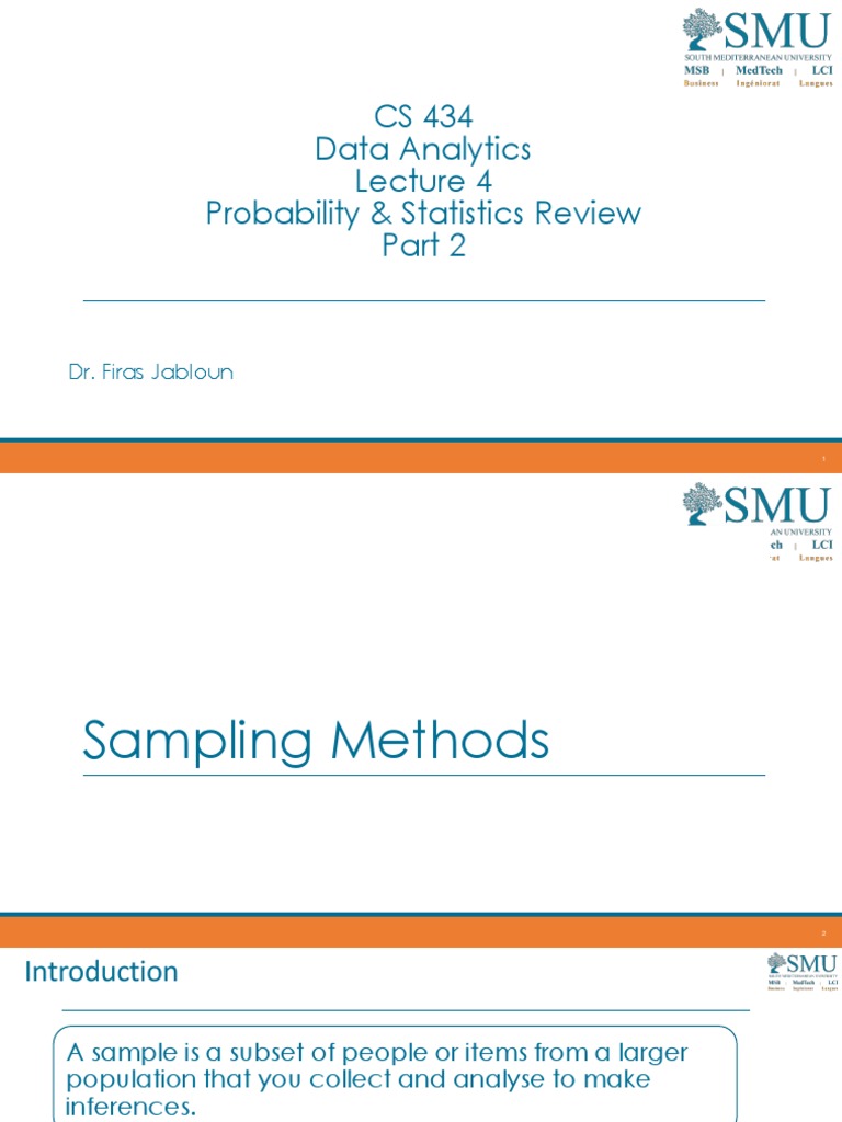 Lecture 03 Probability and Statistics Review Part2 | PDF | Confidence ...