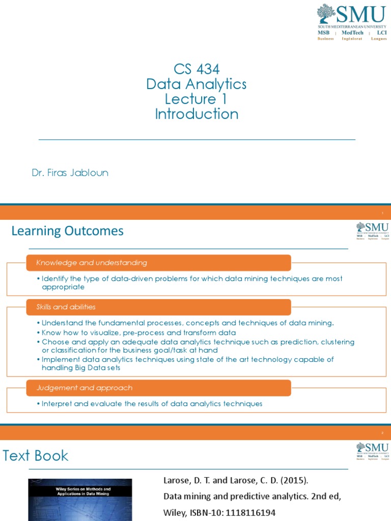 CS 434 Data Analytics: Dr. Firas Jabloun | PDF | Computers