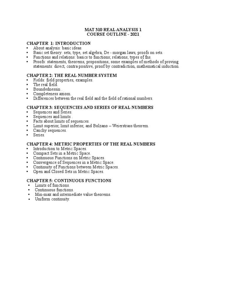 Real Analysis Course Guide | PDF
