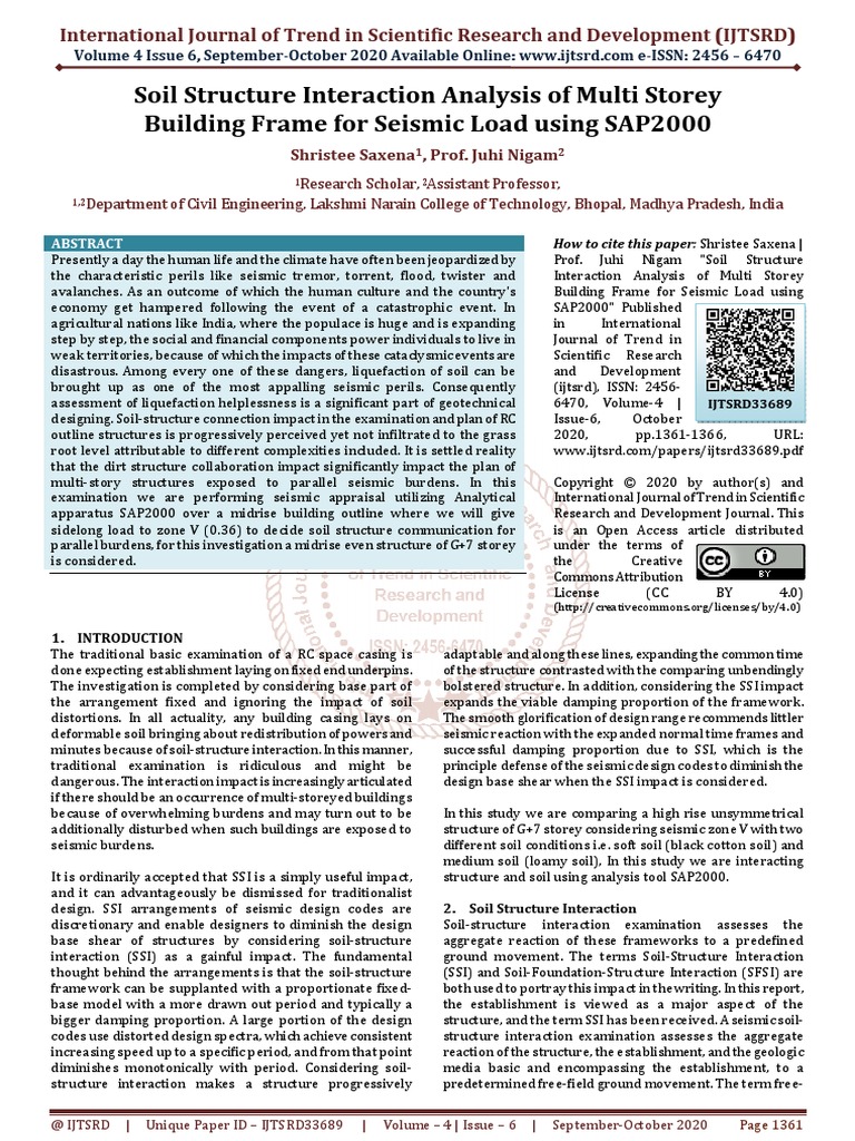 Soil Structure Interaction Analysis of Multi Storey Building Frame For ...