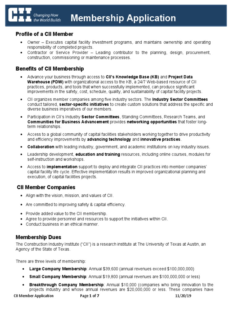 Membership Application: Profile of A CII Member | PDF | Intellectual Property | License