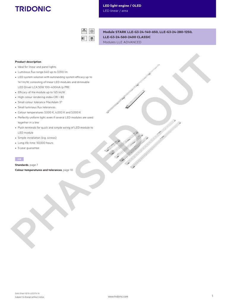 Tridonic LLE Modules Data Sheet | PDF | Electrostatic Discharge ...