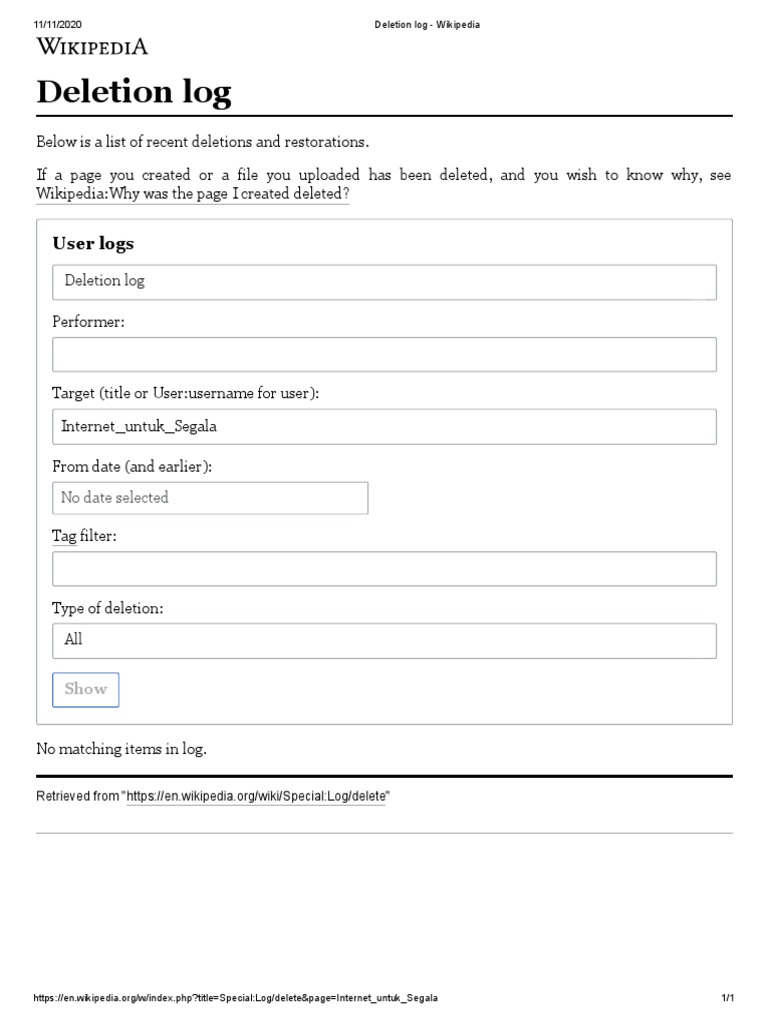 Deletion Log | PDF