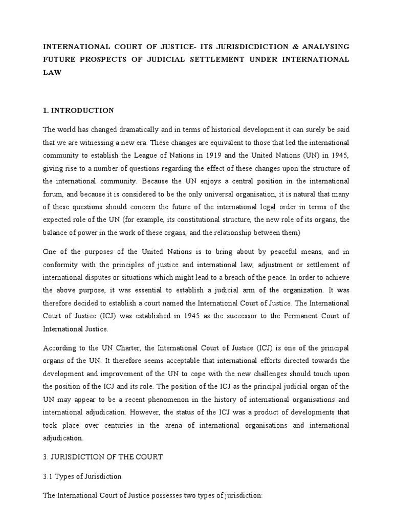 ICJ Jurisdiction and Future Prospects | PDF | Jurisdiction ...