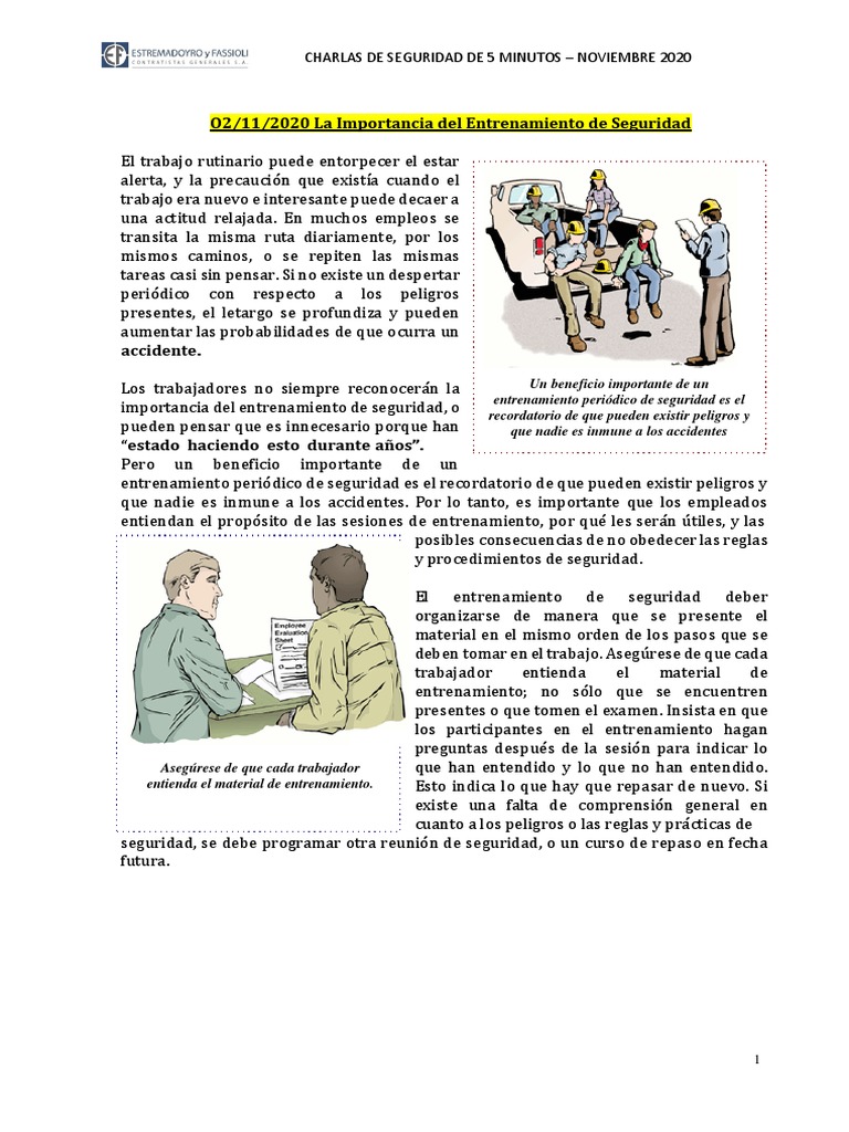 Platicas De Seguridad De 5 Minutos Pdf PDF) Charlas De 5 Minutos Por