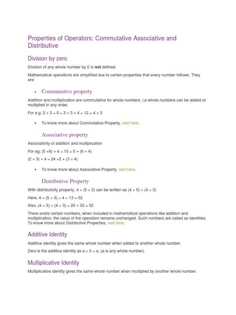 Properties of Operators | PDF | Multiplication | Integer