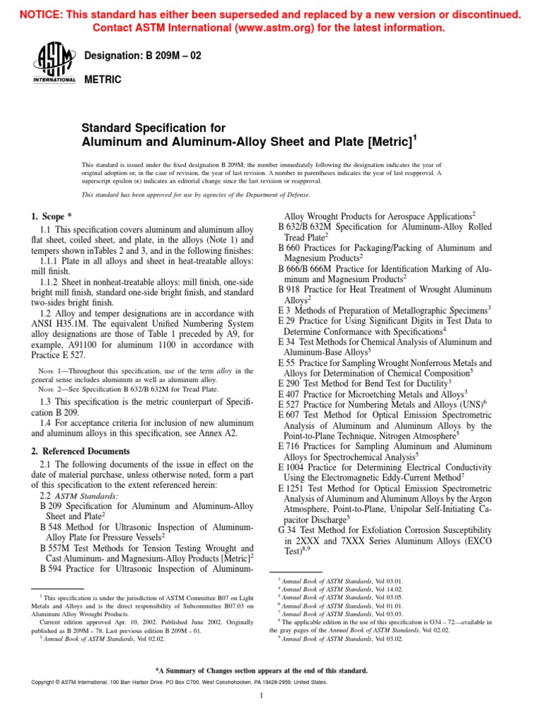 Astm B209 PDF | PDF | Sheet Metal | Heat Treating