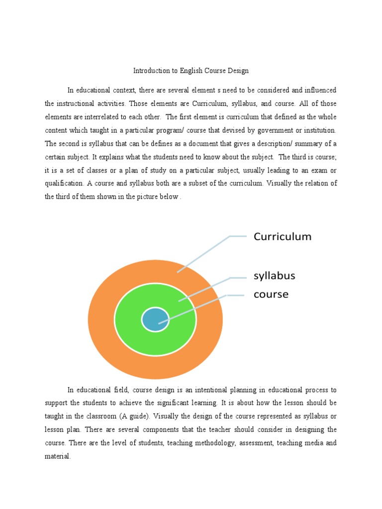 English Course Design Task (An Introduction of ECD) | PDF | Teaching ...