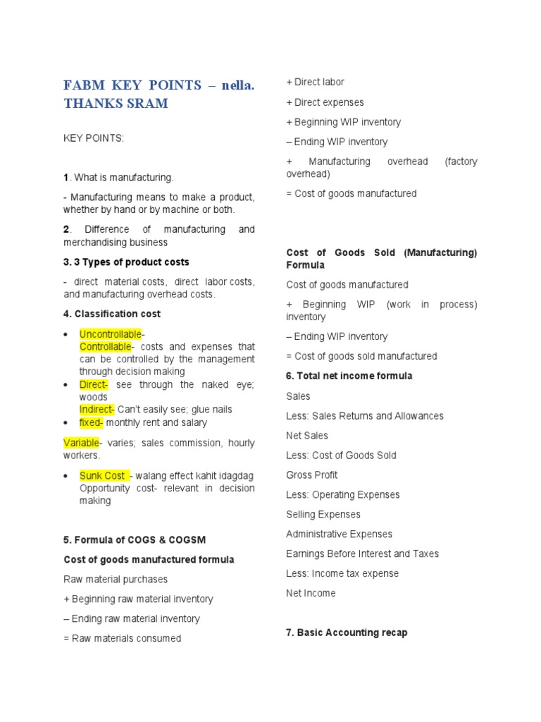 Understanding Manufacturing Costs and Financial Accounting Principles ...