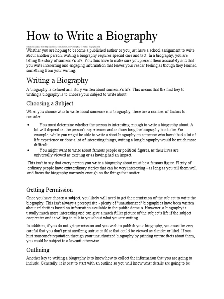 Writing a Biography: A Step-by-Step Guide | PDF | Biography | Defamation