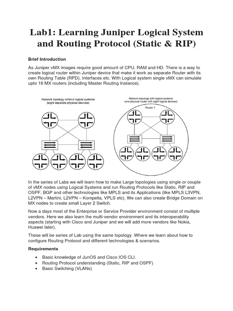 Workbook Juniper Logical System and Routing Protocols PDF | PDF | Routing | Internet Protocols