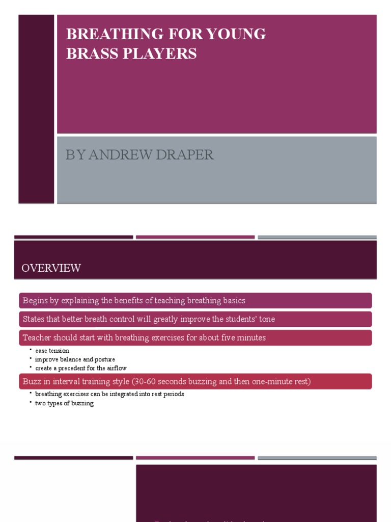 Breathing For Young Brass Players: by Andrew Draper | PDF