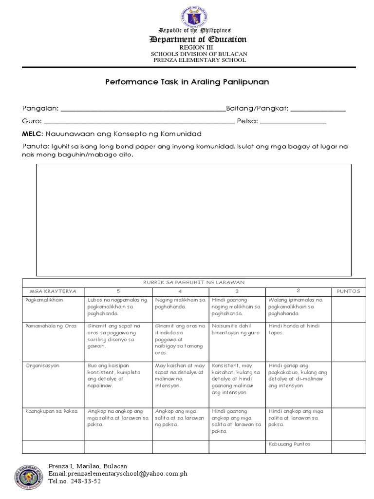 Perfromance Task No.1 in All Subjects | PDF
