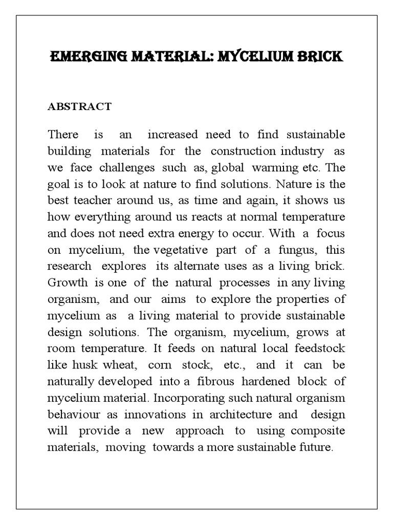 Emerging Material: Mycelium Brick | PDF