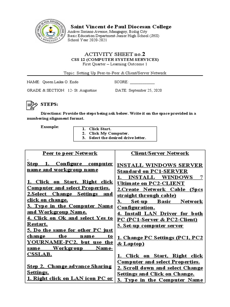 Activity Sheet No.: Steps | PDF | Digital Technology | Computer ...