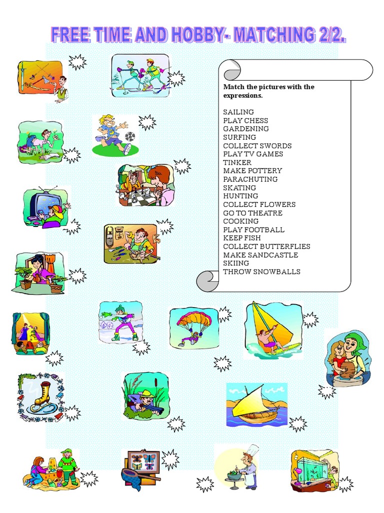 Free Time and Hobby Matching 22 Fun Activities Games - 1576 | PDF
