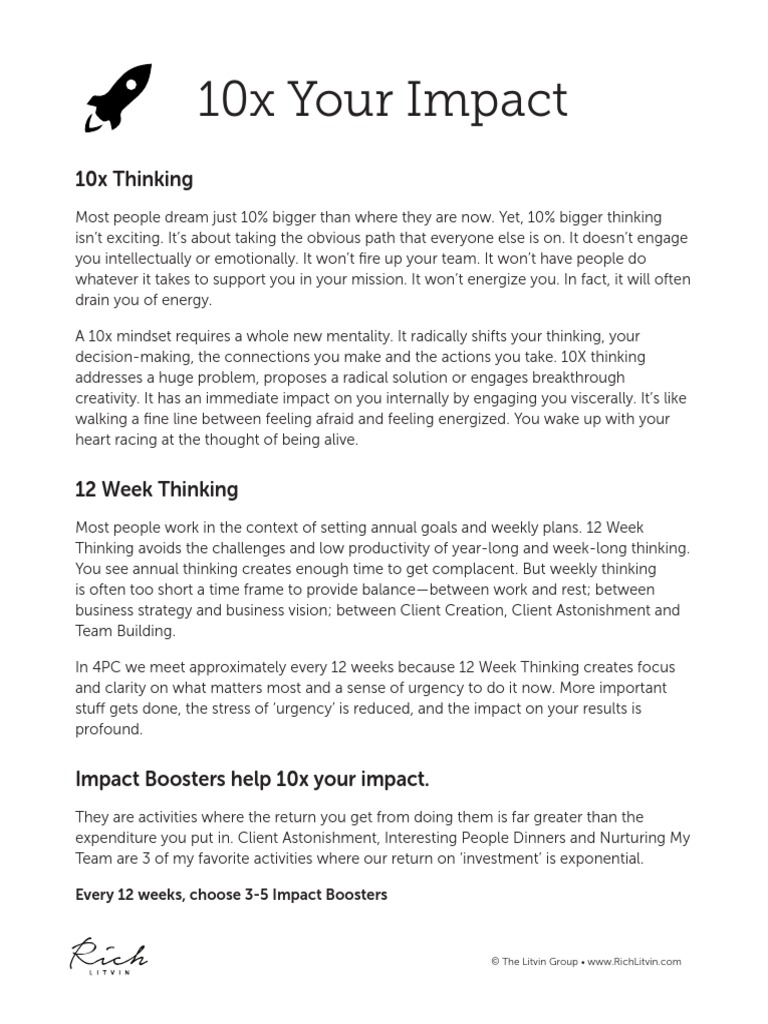 Rich Litvin Impact Tool For Coaches | PDF | Behavior Modification ...