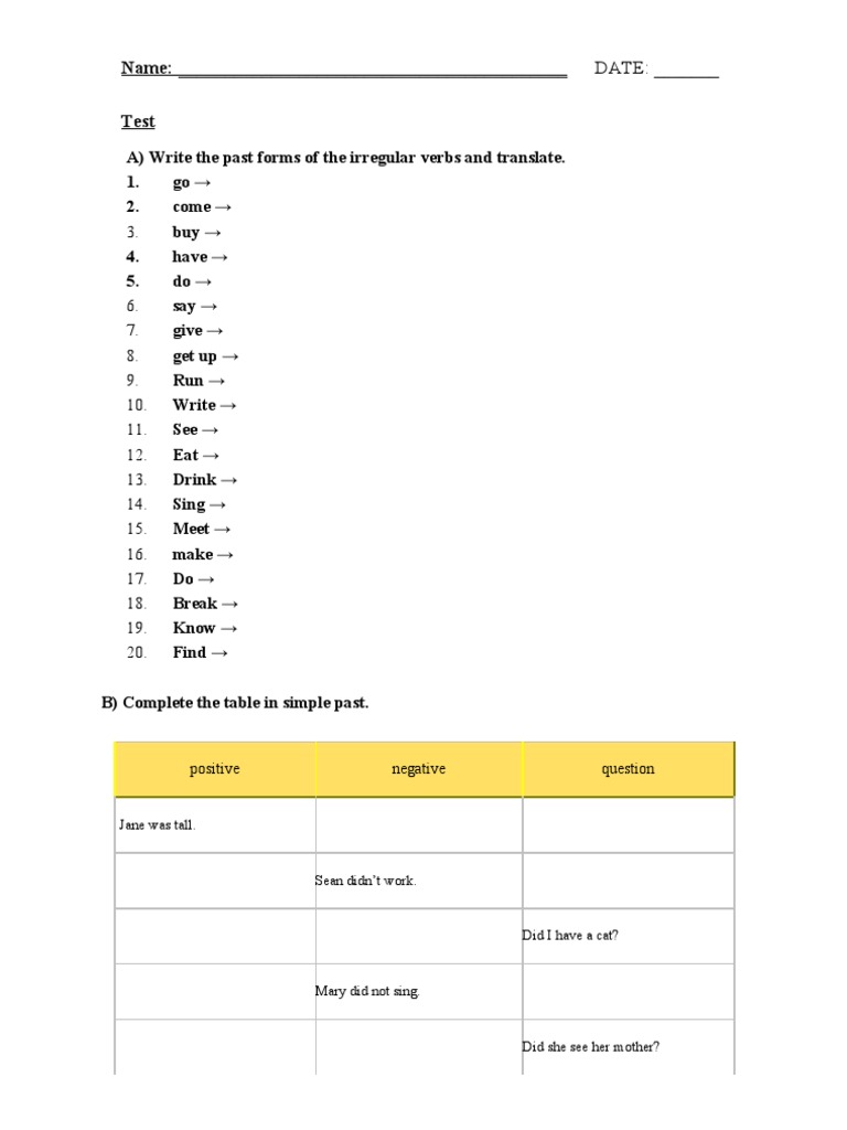 Name: - DATE: - Test | PDF