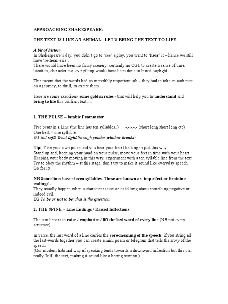 Bringing Shakespeare's Text to Life | PDF | Verb | Language Mechanics