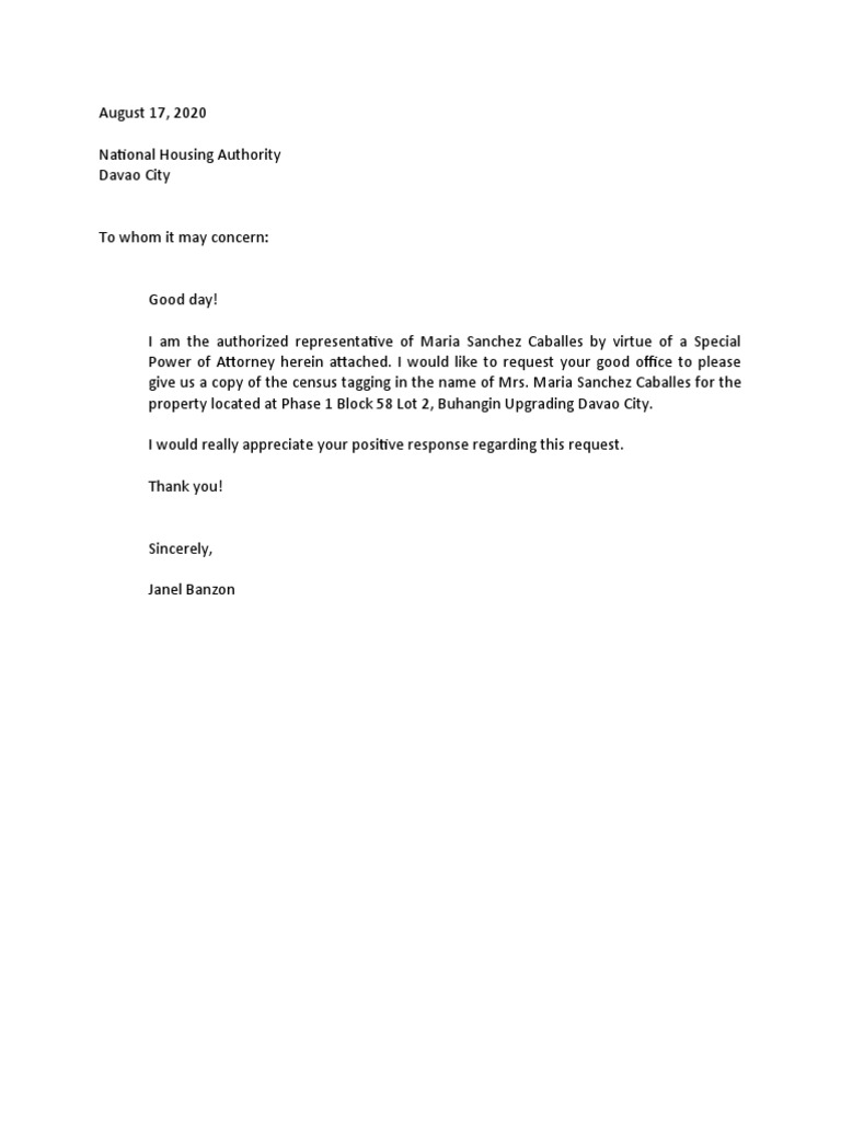 Request Letter NHA | PDF