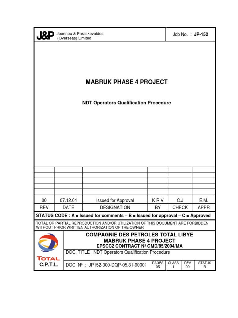 NDT Operators Qualification Procedure | PDF | Nondestructive Testing ...