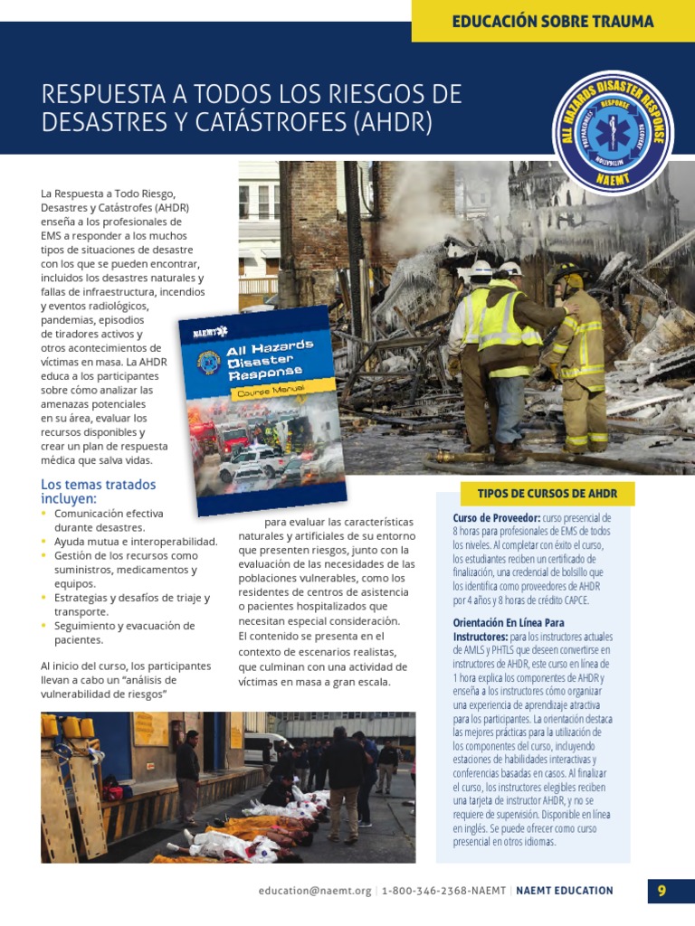 Curso AHDR: Respuesta a Desastres EMS | PDF | Aprendizaje | Cognición