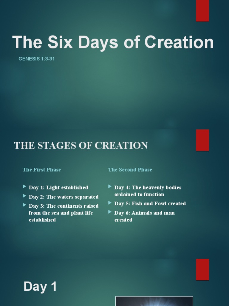 Six Days of Creation | PDF | Genesis Creation Narrative | Book Of Genesis