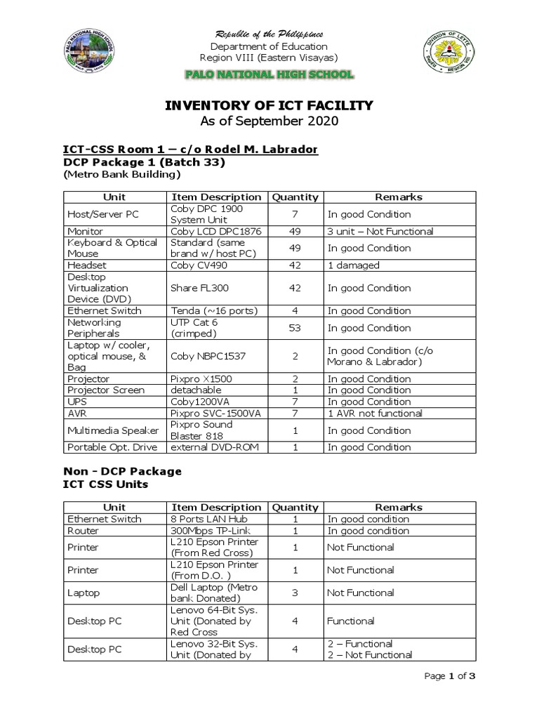 Inventory of Ict Facility | PDF | Personal Computers | Laptop