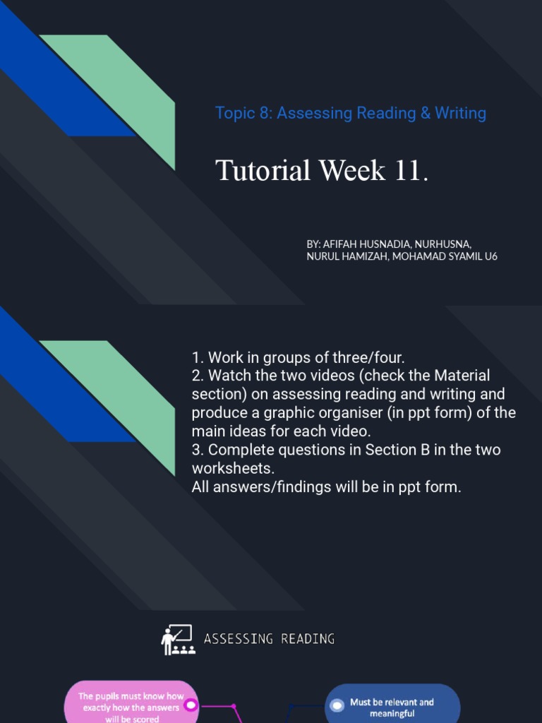 Reading and Writing Assessment Guide | PDF | Question | Test (Assessment)