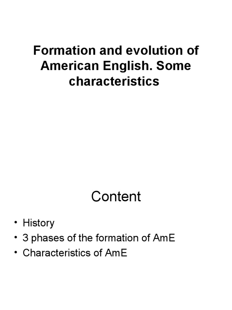 Evolution of American English | PDF | English Language | The United States