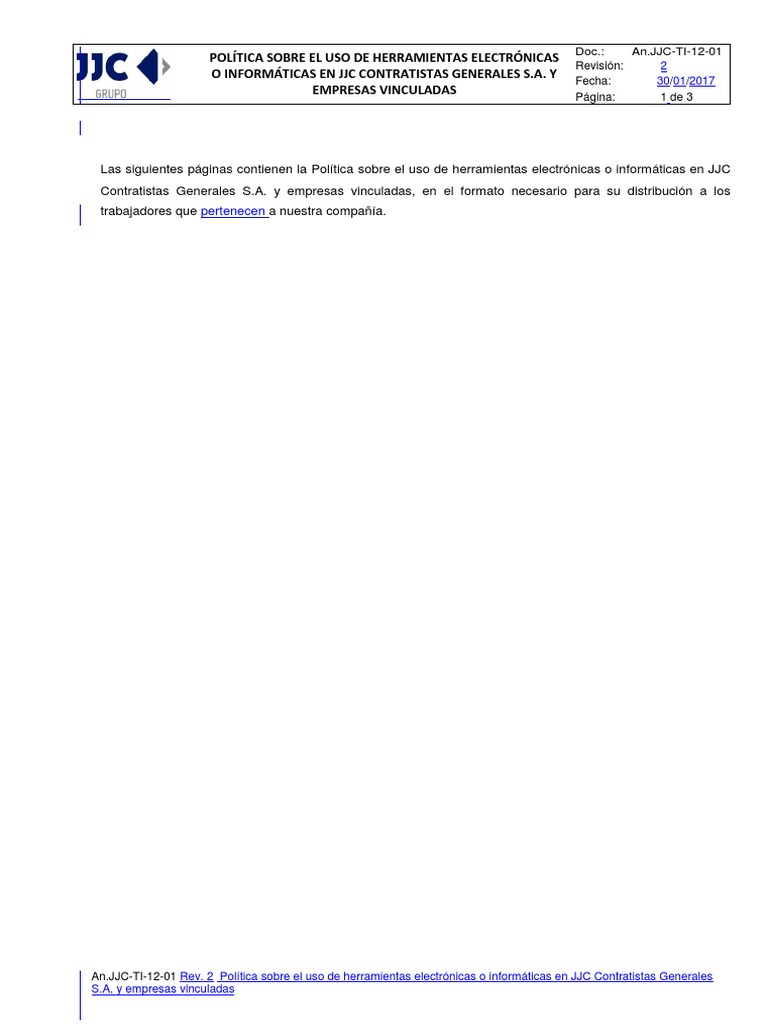 Politica Uso de Herramientas Informaticas | PDF | Usuario (informática) | Contraseña