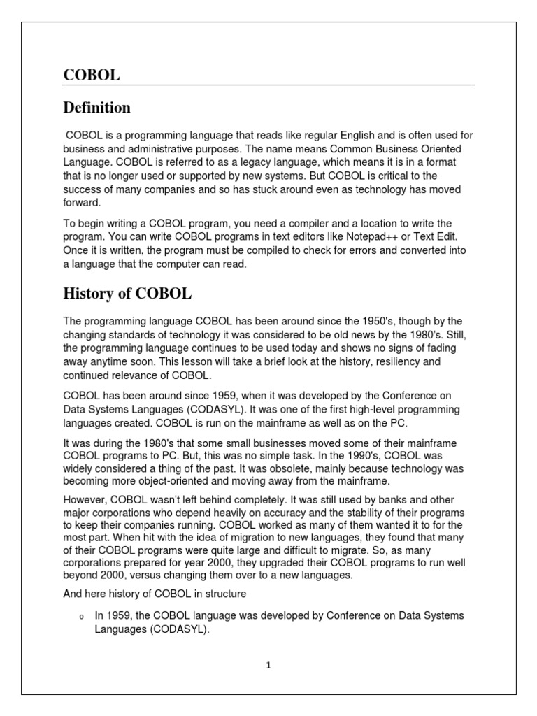 Cobol | PDF | Computer Programming | Information Technology Management