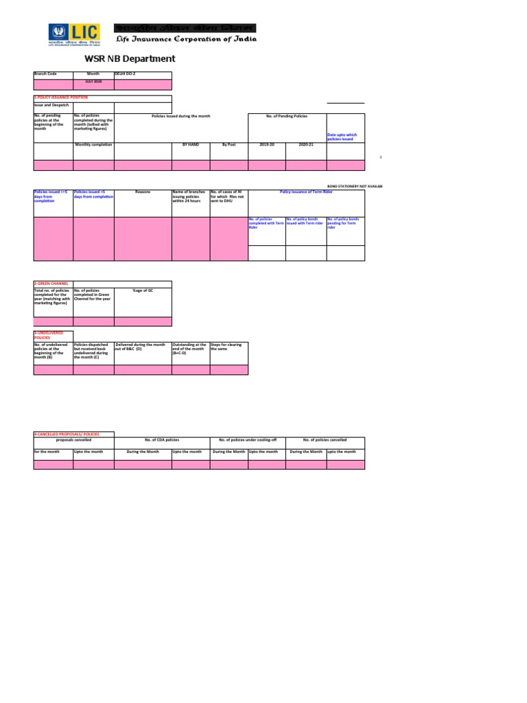 WSR Exel Format | PDF | Government | Business