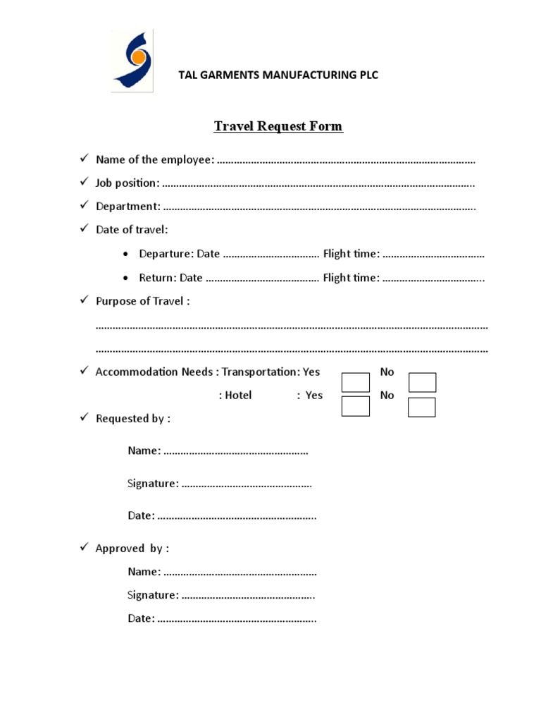Travel Request Form Template | PDF