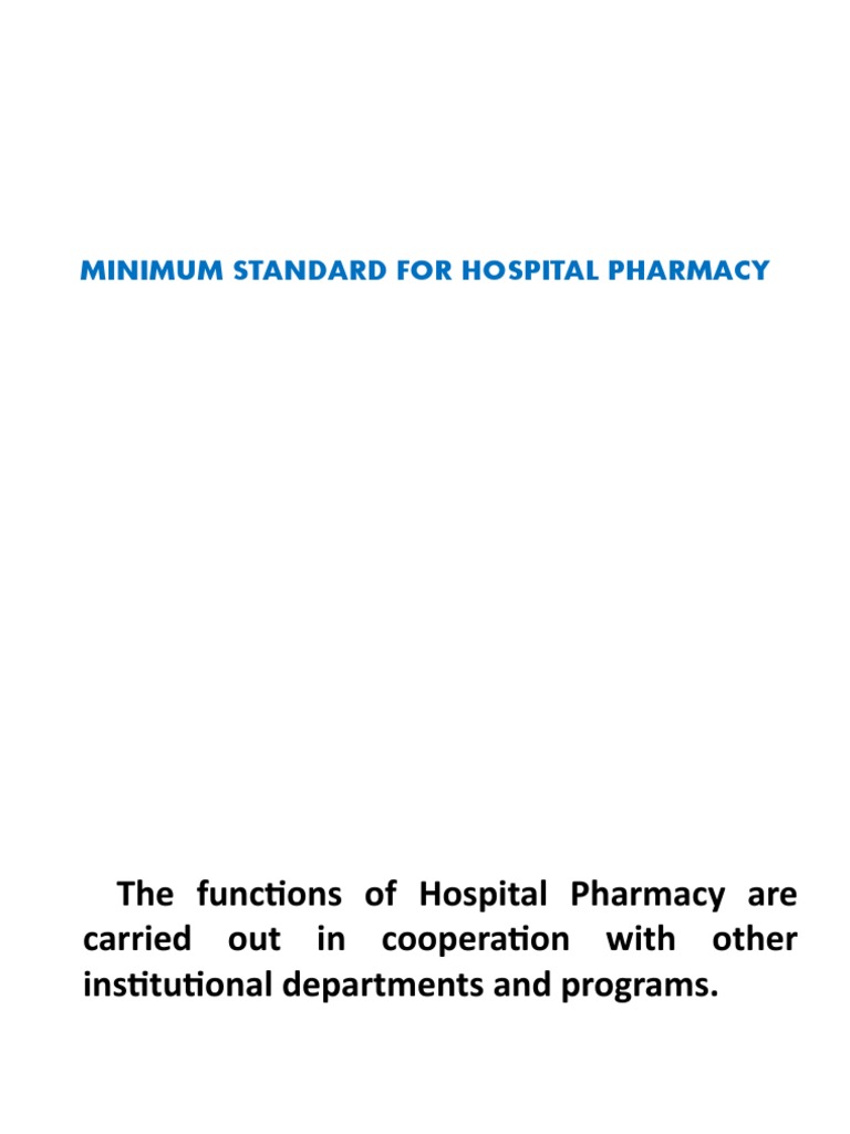 Minimum Standards for Hospital Pharmacy | PDF | Pharmacy | Pharmacology