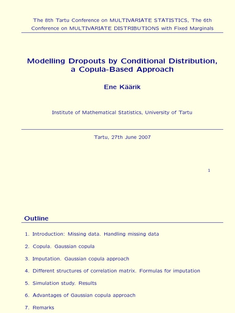 Copula-Based Imputation for Dropouts | PDF | Normal Distribution ...