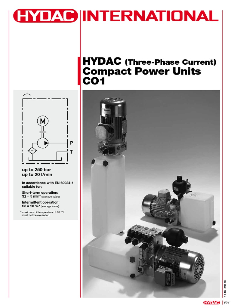 Hydac Compact Power Units CO1: (Three-Phase Current) | PDF | Electric ...